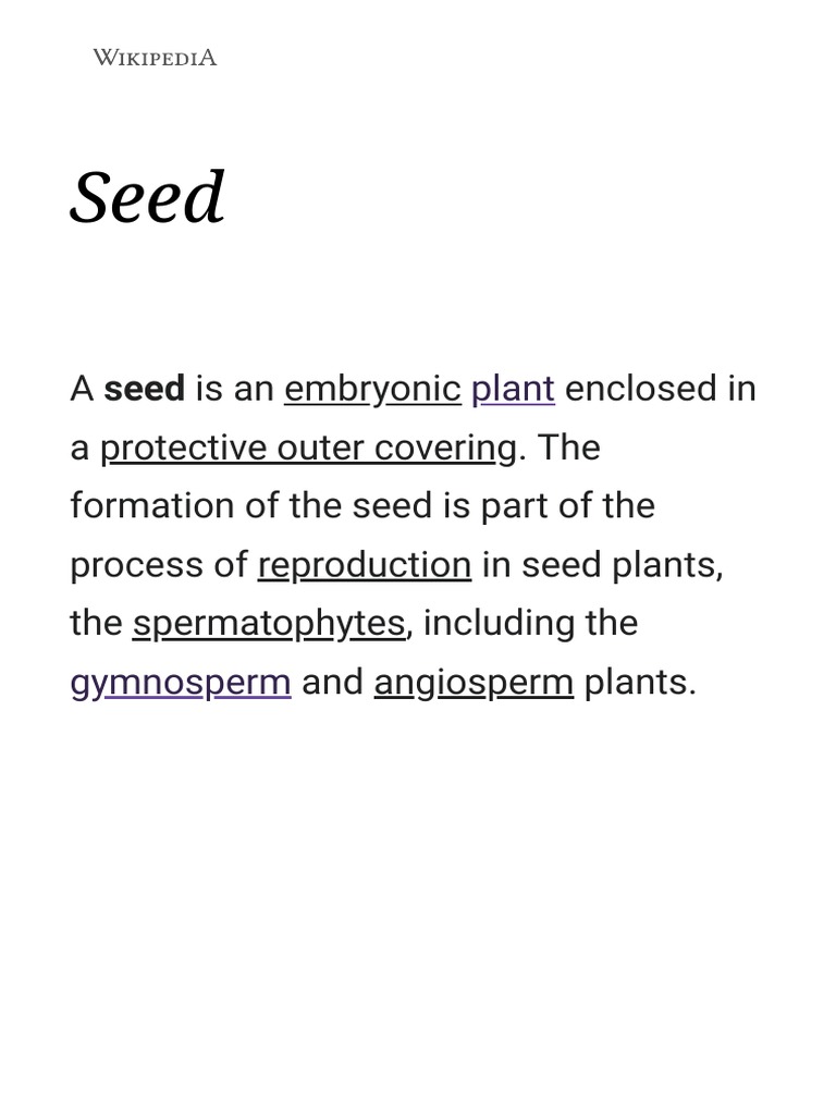 Seed - Wikipedia | PDF | Seed | Germination