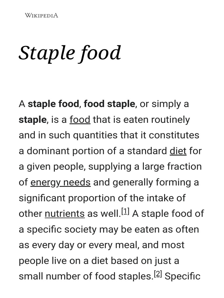 Staple Food - Wikipedia | PDF | Staple Foods | Food Industry