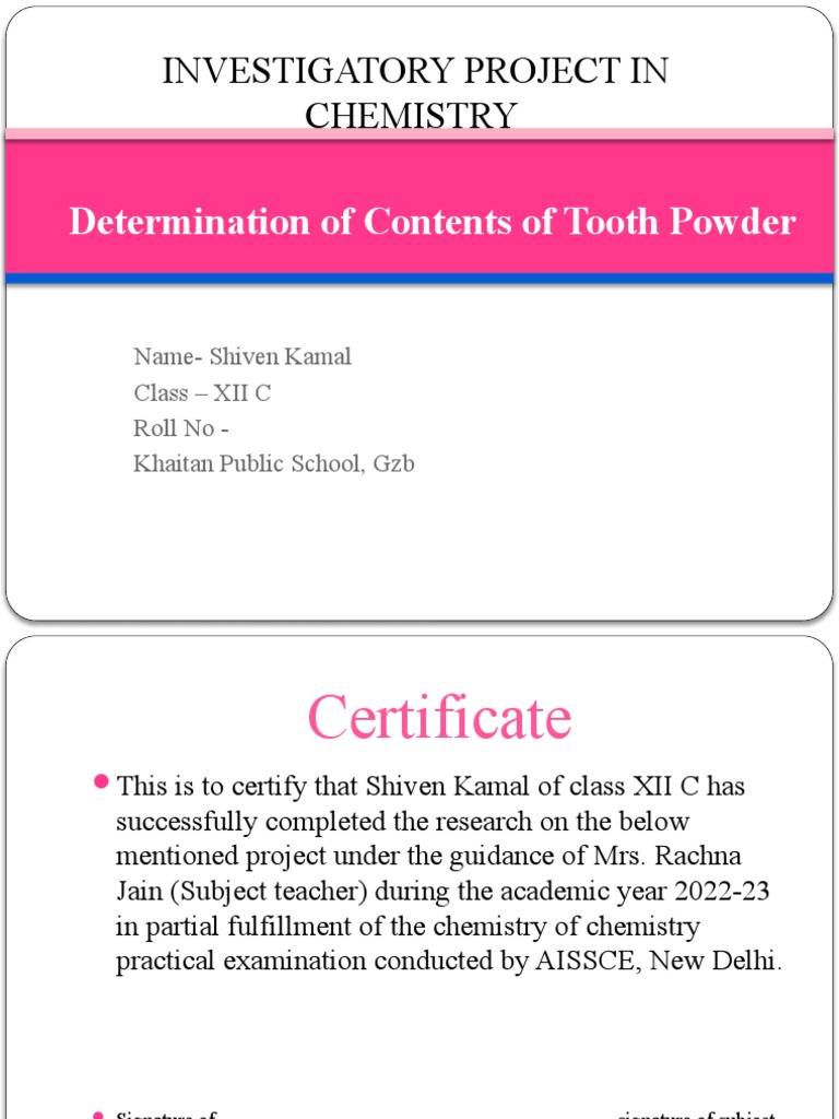 Determination of Contents of Tooth Powder | PDF | Tooth Enamel | Sodium ...