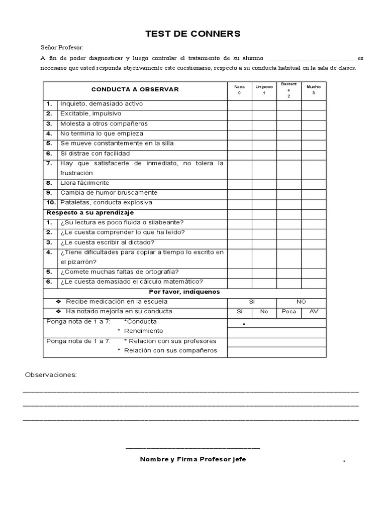 Test de Conners (1) | PDF