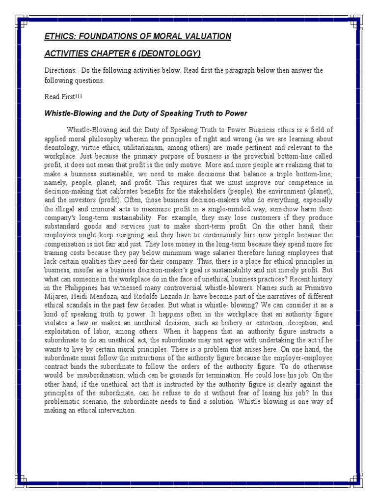 Ethics of Whistleblowing and Speaking Truth to Power | PDF ...