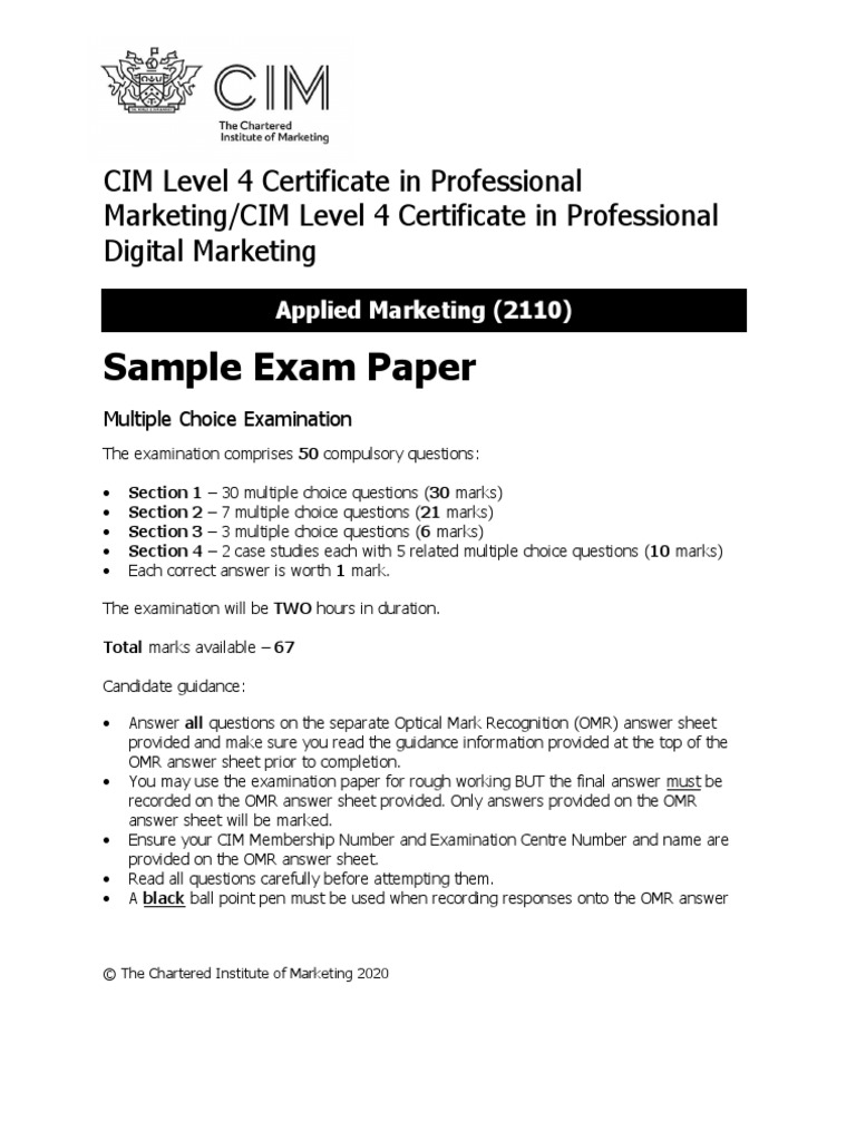 Sample Applied Marketing Exam Paper | PDF | Marketing | Brand