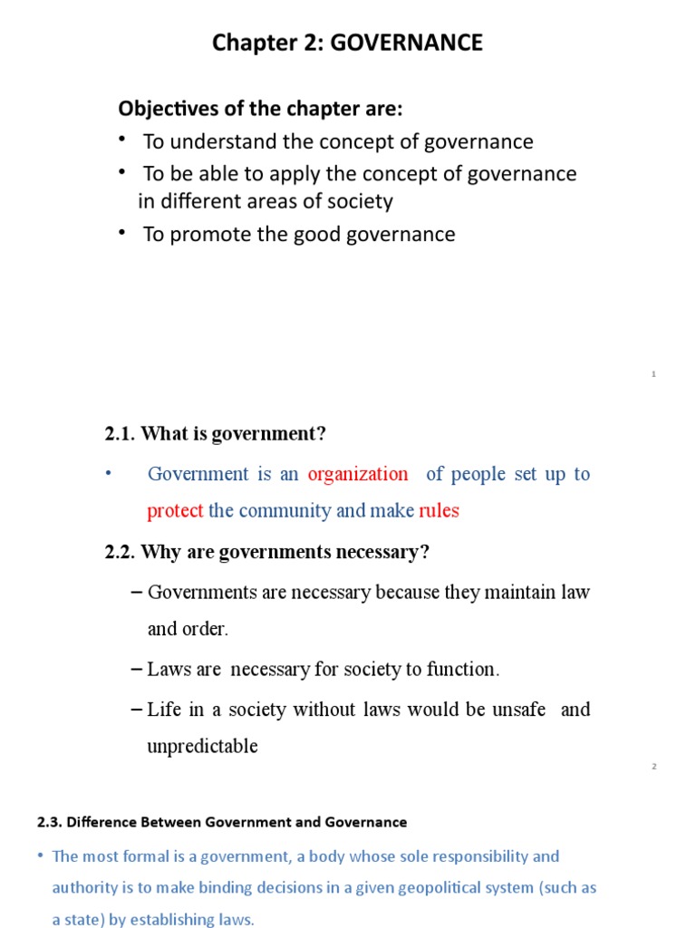 Chapter 2: GOVERNANCE: Objectives of The Chapter Are | PDF | Governance ...