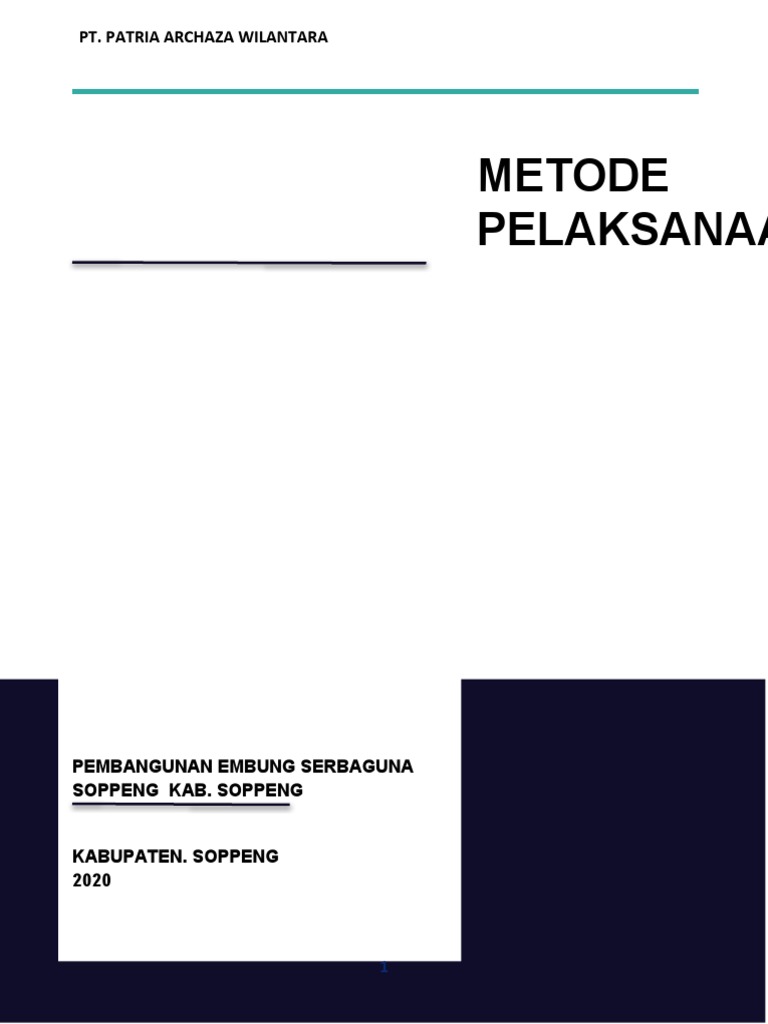 Metode Pelaksanaan Pembangunan Embung Soppeng | PDF
