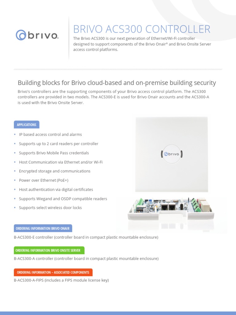 Brivo-ACS300-Control-Panel-Data-Sheet-1 | PDF | Access Control | Wi Fi