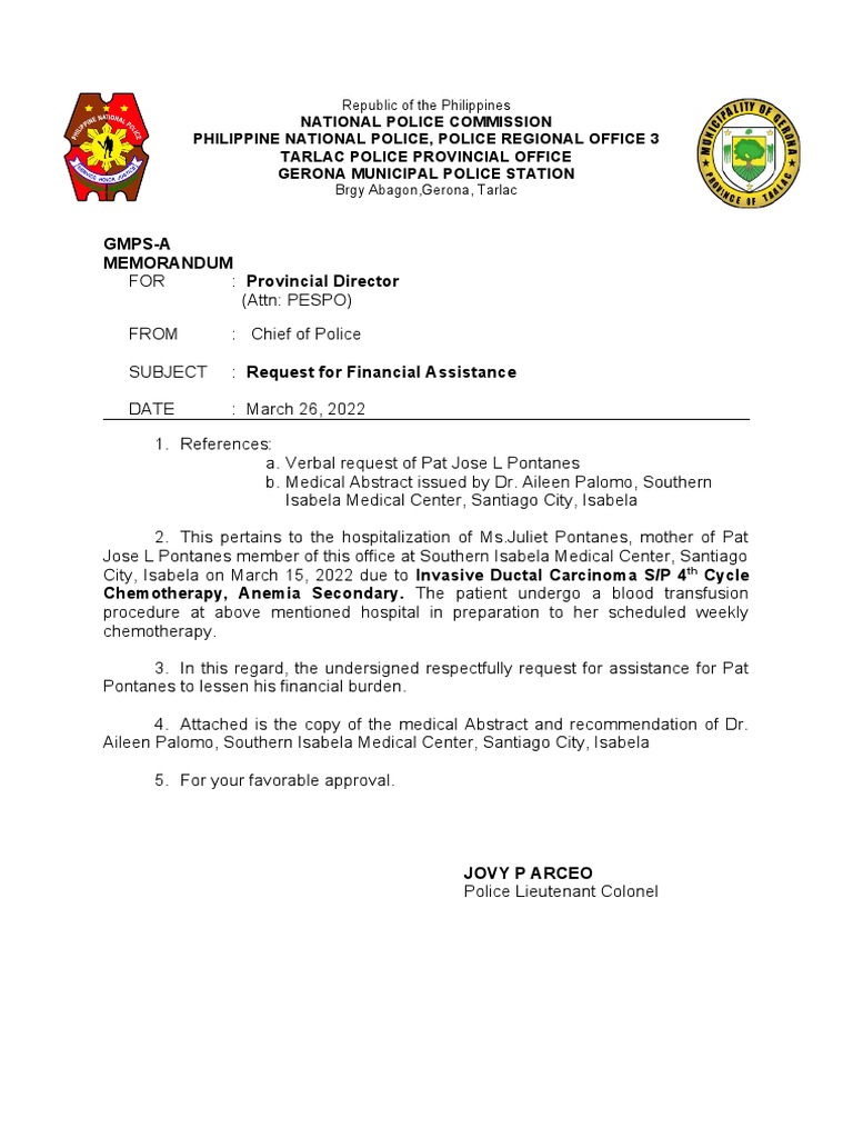Request for Medical Financial Assistance | PDF | Nephrology | Medicine