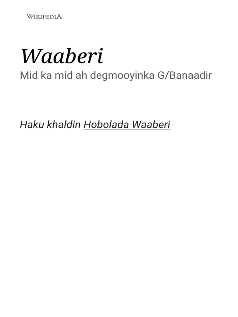 Waaberi - Wikipedia | PDF