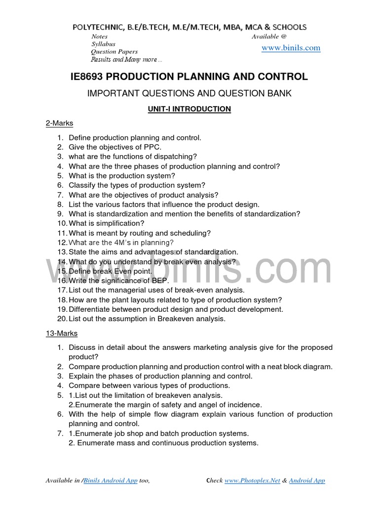 IE8693 Production Planning Insights | PDF | Scheduling (Production ...
