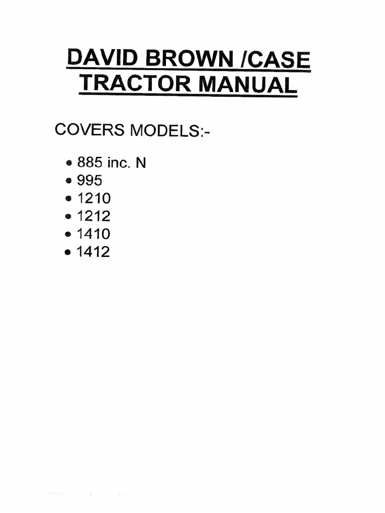David Brown Tractor Manual 885, 995, 1210, 1212, 1410 and 1412 | PDF