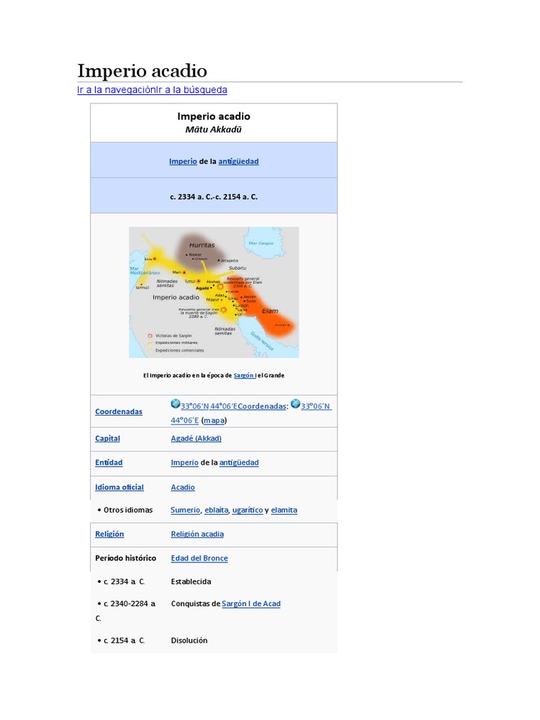 Imperio Acadio | PDF | 3er milenio aC | Arqueología de Iraq