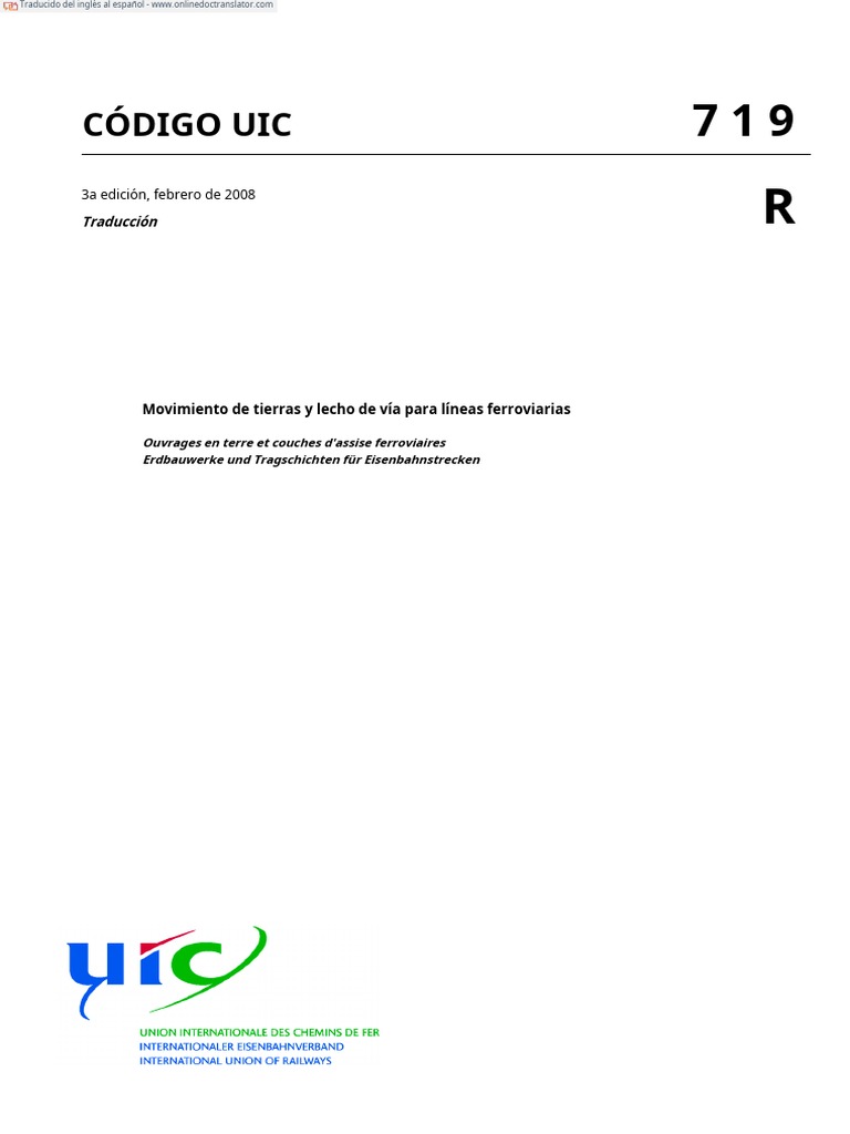 Uic Code 719 R 001 030 En Es Pdf Materiales Ingeniero Civil