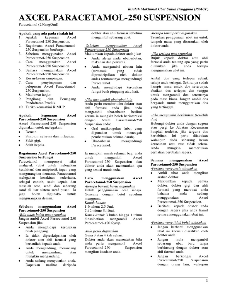 Axcel Paracetamol 250 Suspension Paracetamol Kotra Pharma M SDN BHD 23 ...