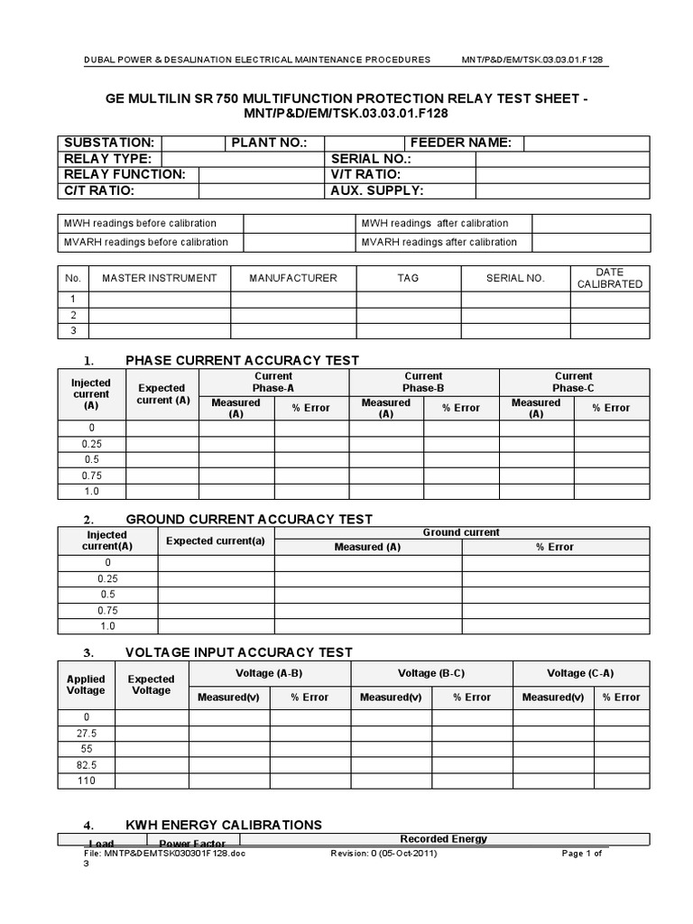 SR750 - Test Sheet | PDF | Calibration | Electricity