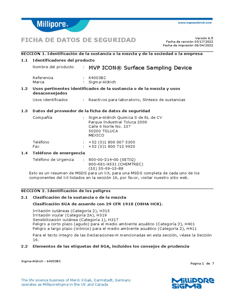 Msds 64003bc | PDF | Agua