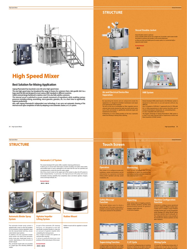 Sejong High Speed Mixer Granulator | PDF | Pump | Scada