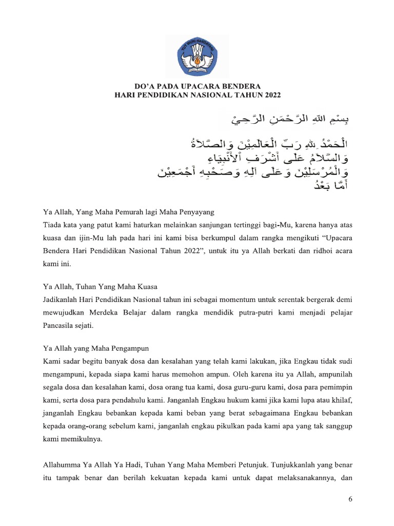 Teks Doa Upacara Hardiknas 2022 | PDF