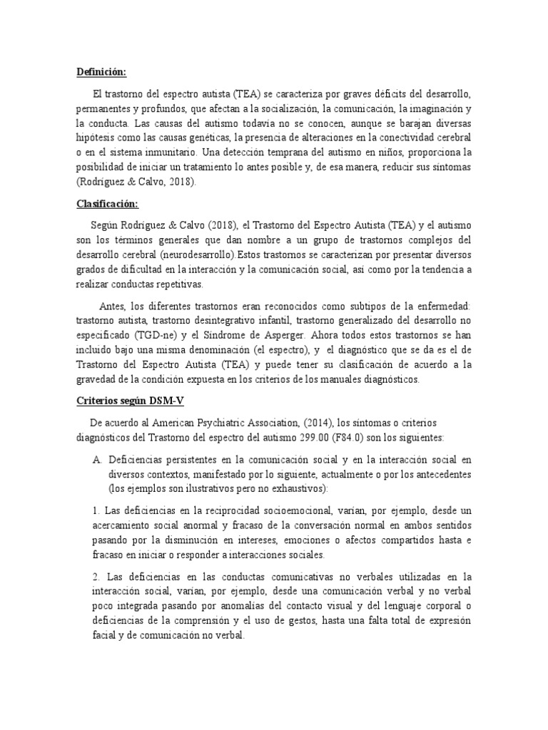 Definicion TEA | PDF | Espectro autista | Discapacidad intelectual