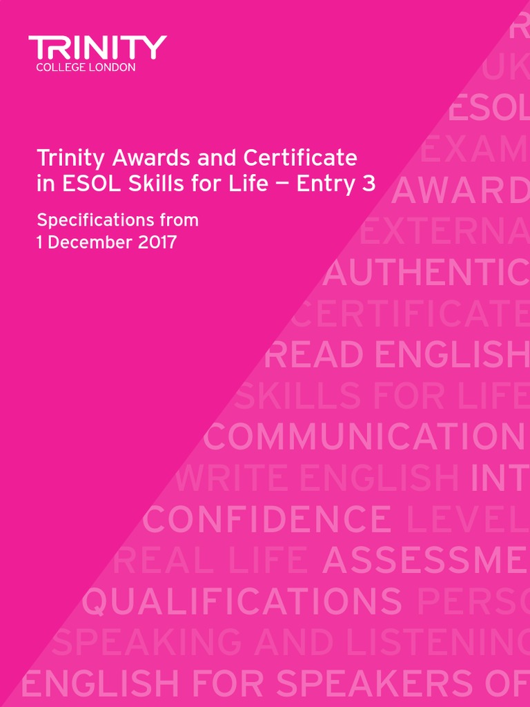 ESOL Skills For Life Specifications - Entry 3 | PDF | Test (Assessment ...