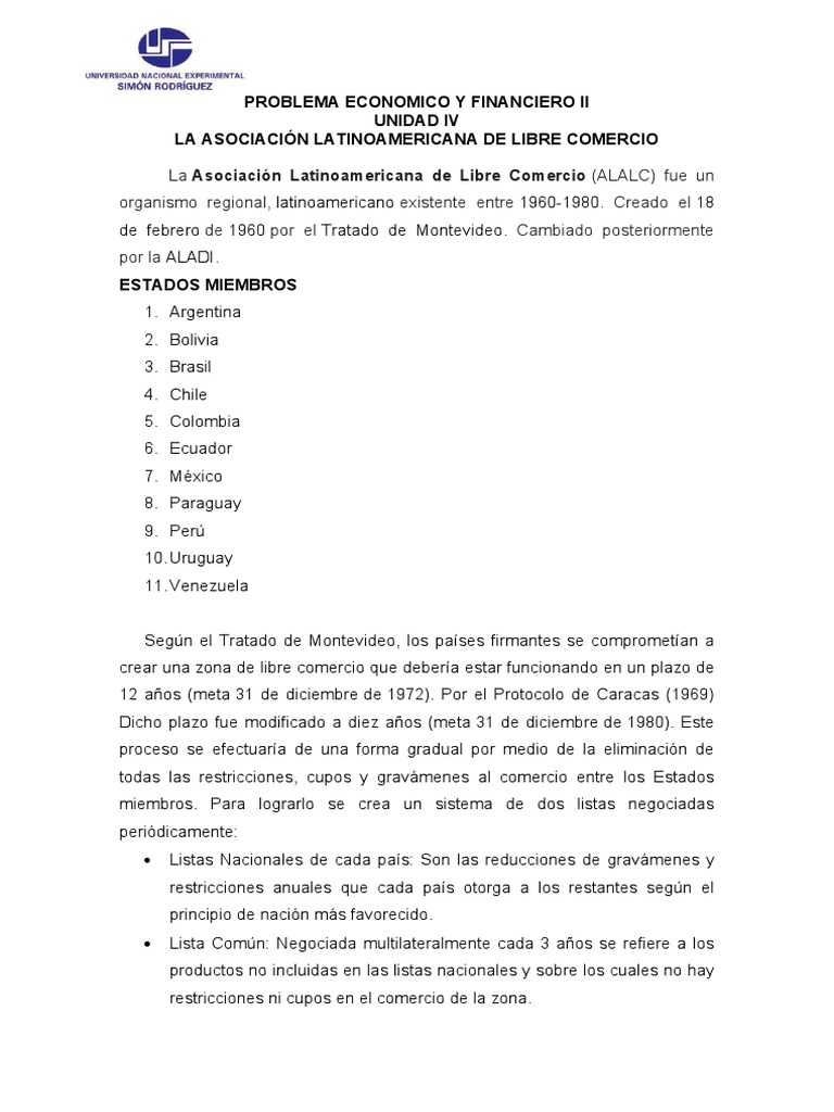 La ALALC y sus Desafíos de Integración | PDF | Economias | Relaciones ...