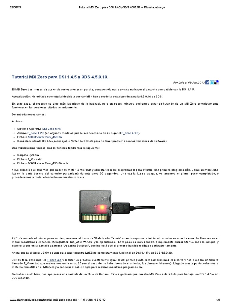 Tutorial M3i Zero para DSi 1.4.5 y 3DS 4.5.0.10 | PDF | Archivo de ...