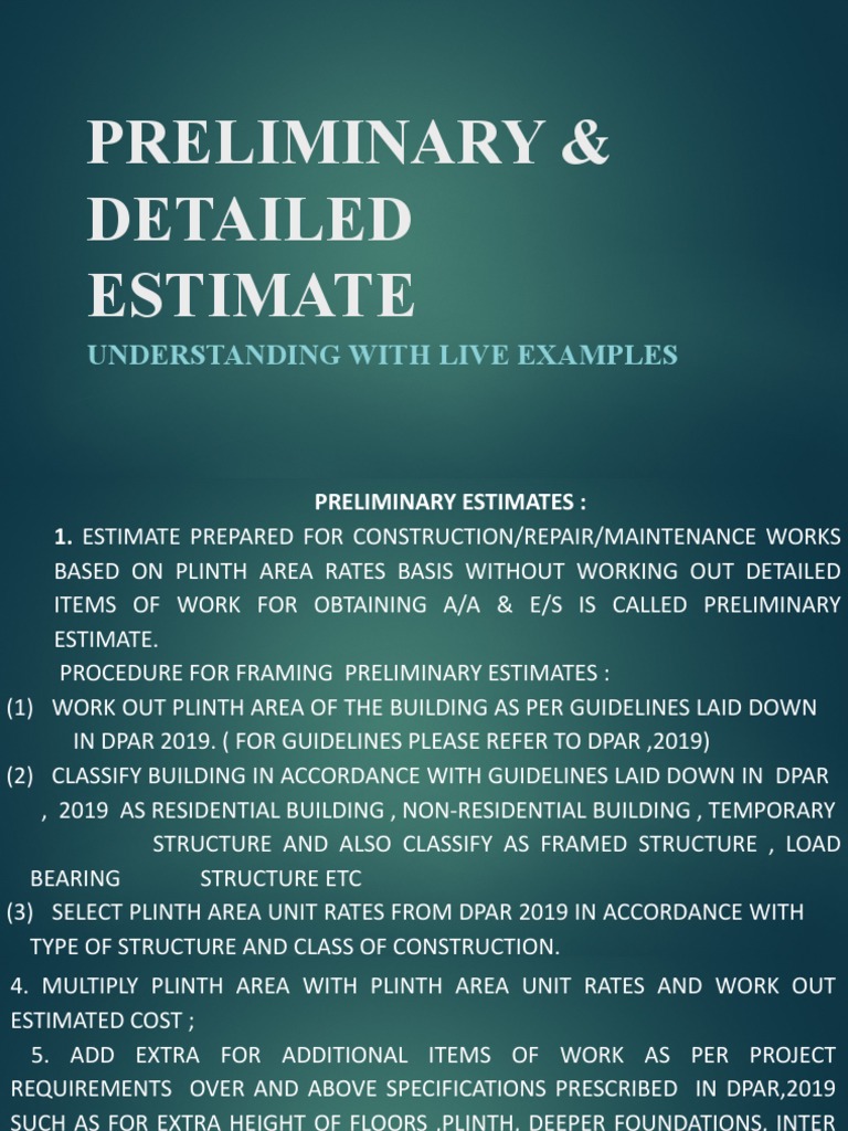 Understanding Preliminary & Detailed Estimates | PDF | Building ...