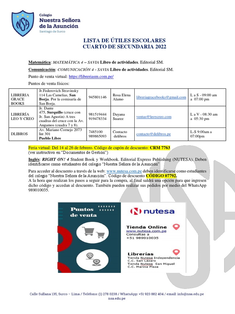 4to Año Secundaria Pdf