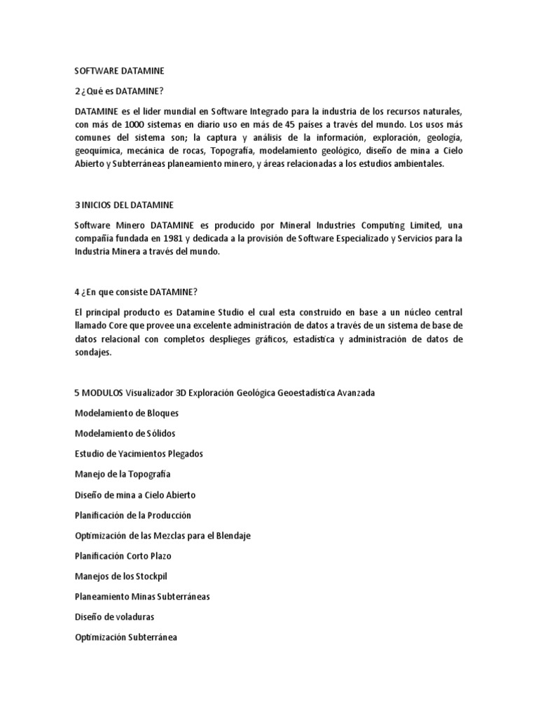 Software Datamine | PDF | Minería | Software