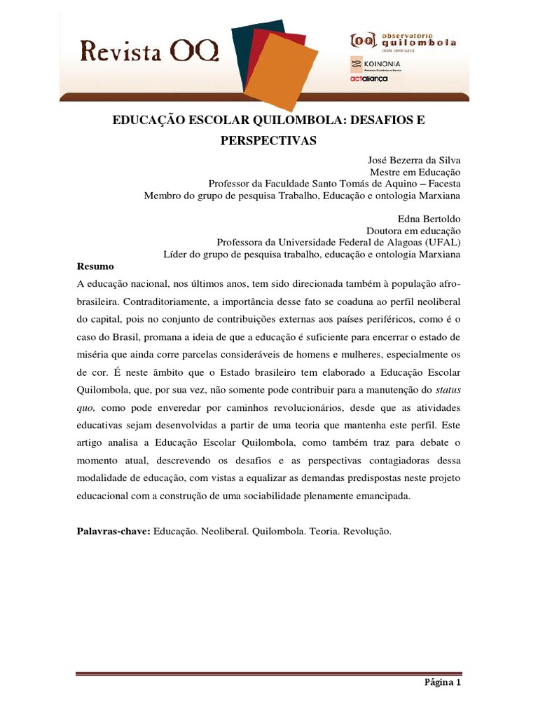 2 - BERTOLDO, Edna Bertoldo e SILVA, José Bezerra Da - Revista OQ2 | PDF | Sociologia | Estado