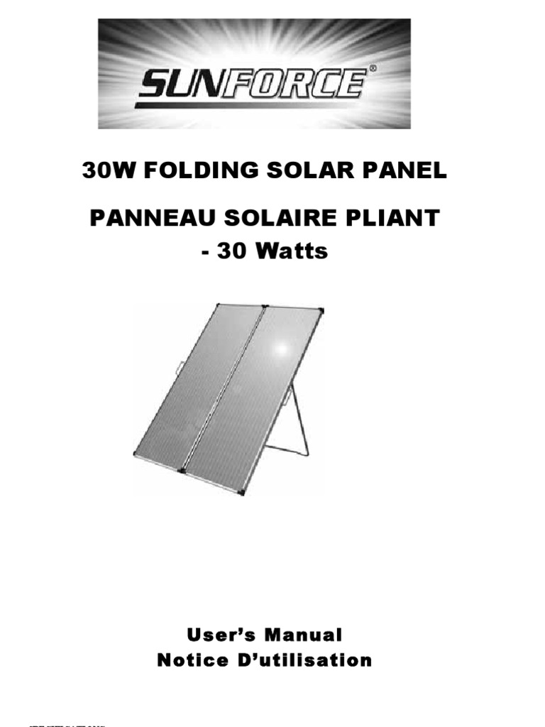 30W Folding Solar Panel User Manual | PDF | Energy Technology ...