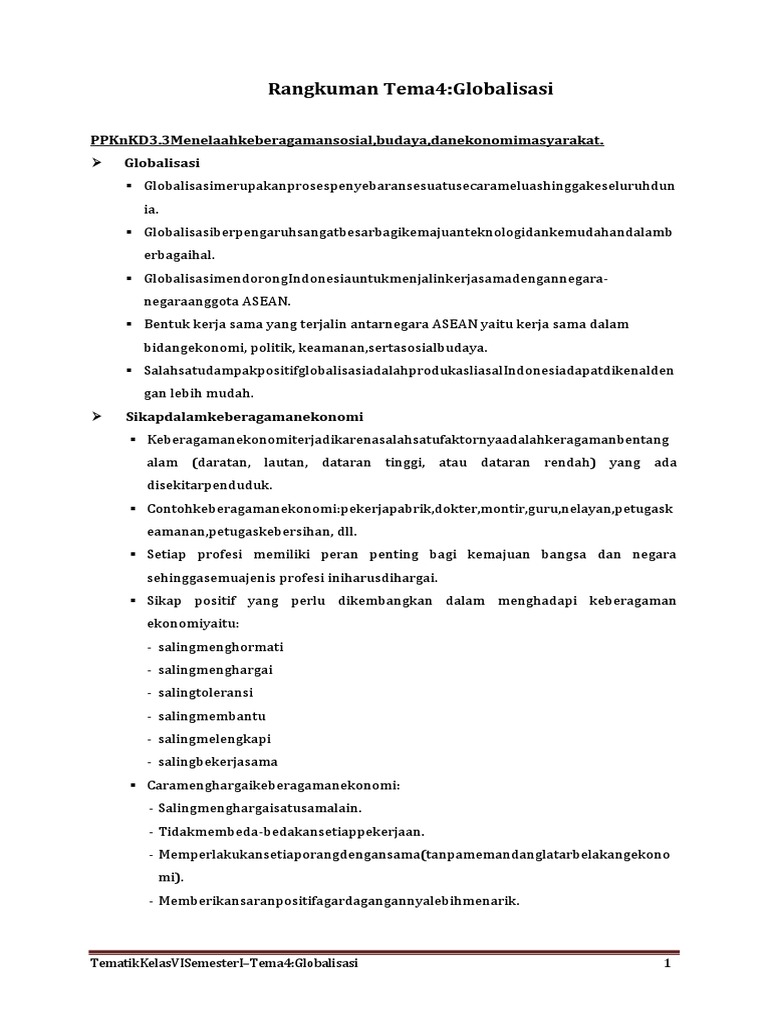 Rangkuman Tema4 | PDF | Ilmu Sosial
