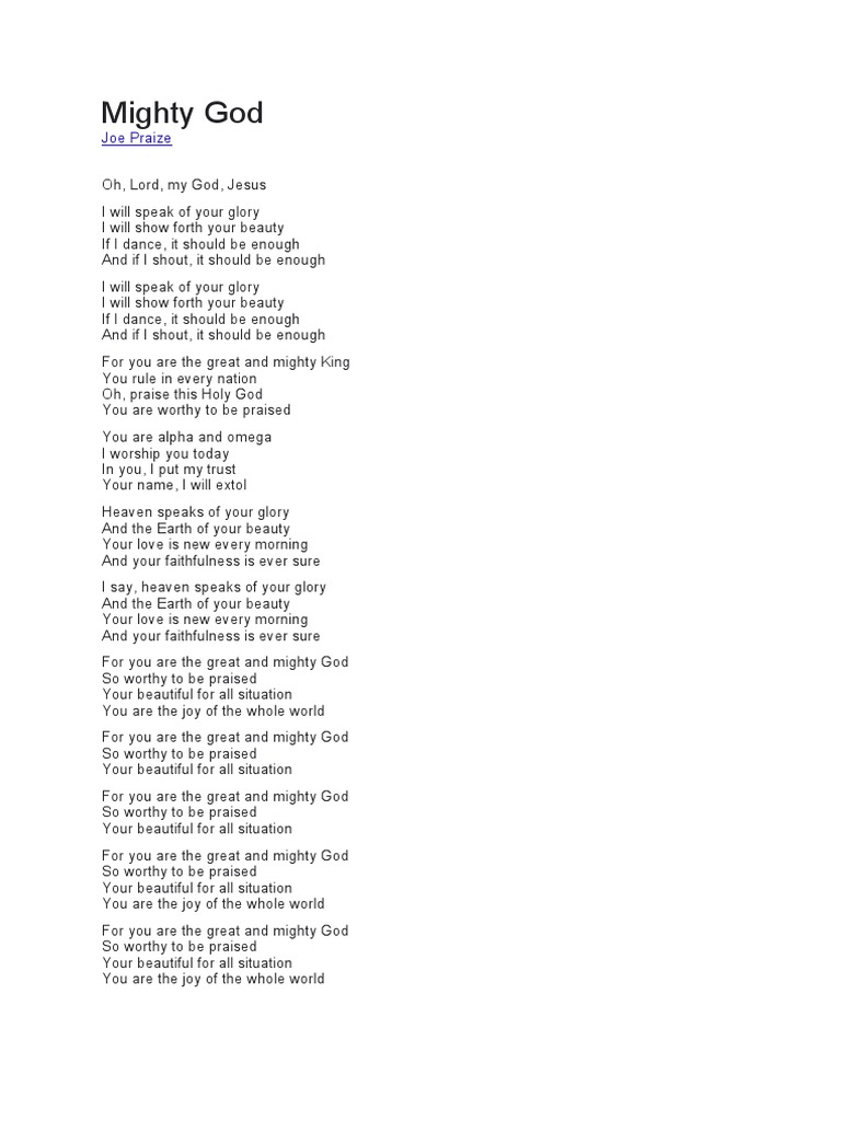 Mighty God: Joe Praize | PDF