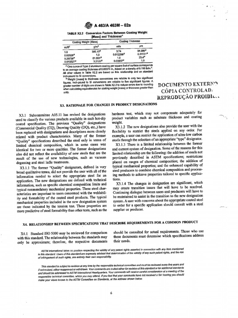 ASTM A463 - A463M - 02a ESPECIFICAÇÃO PARA CHAPAS DE AÇO REVESTIDAS DE ...