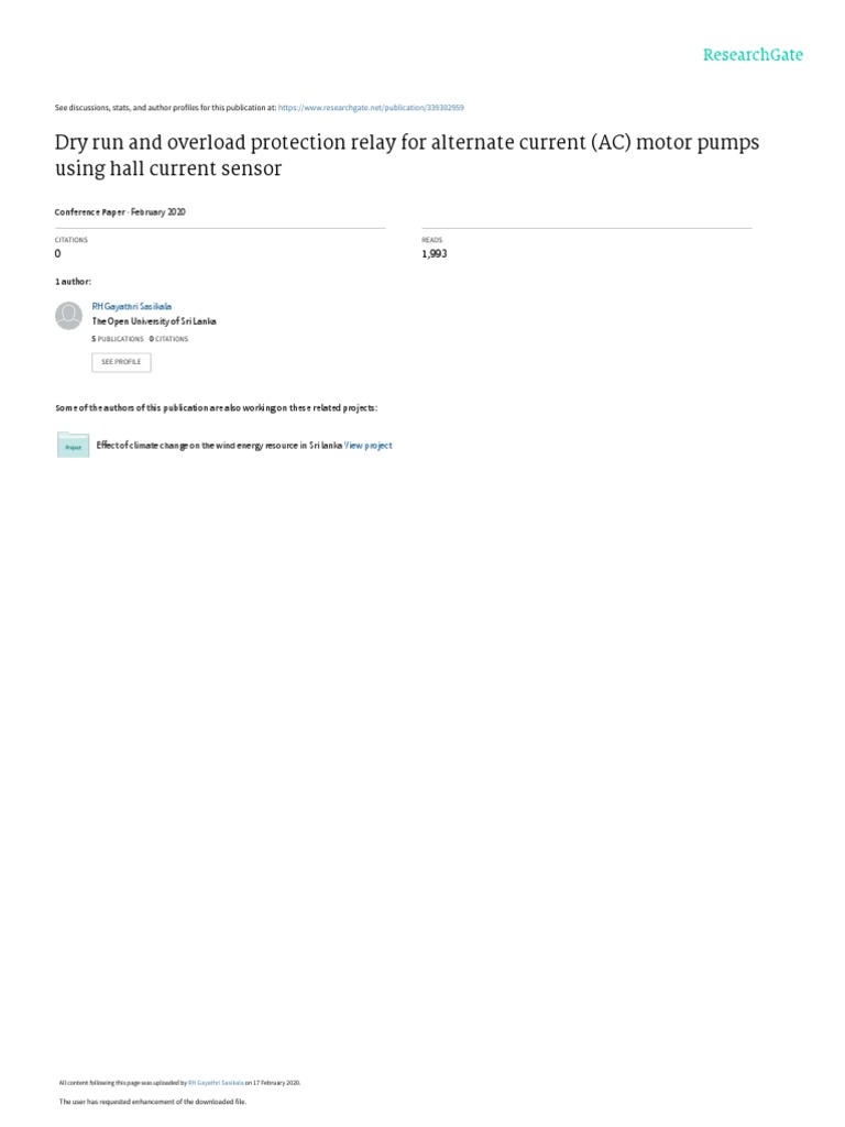 Dry Run and Overload Protection Relay For Alternate Current (AC) Motor ...