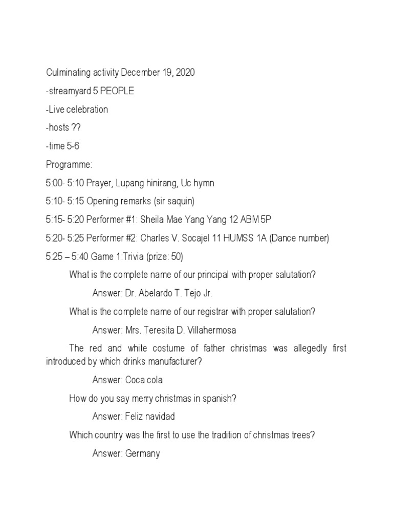 Culminating Activity | PDF