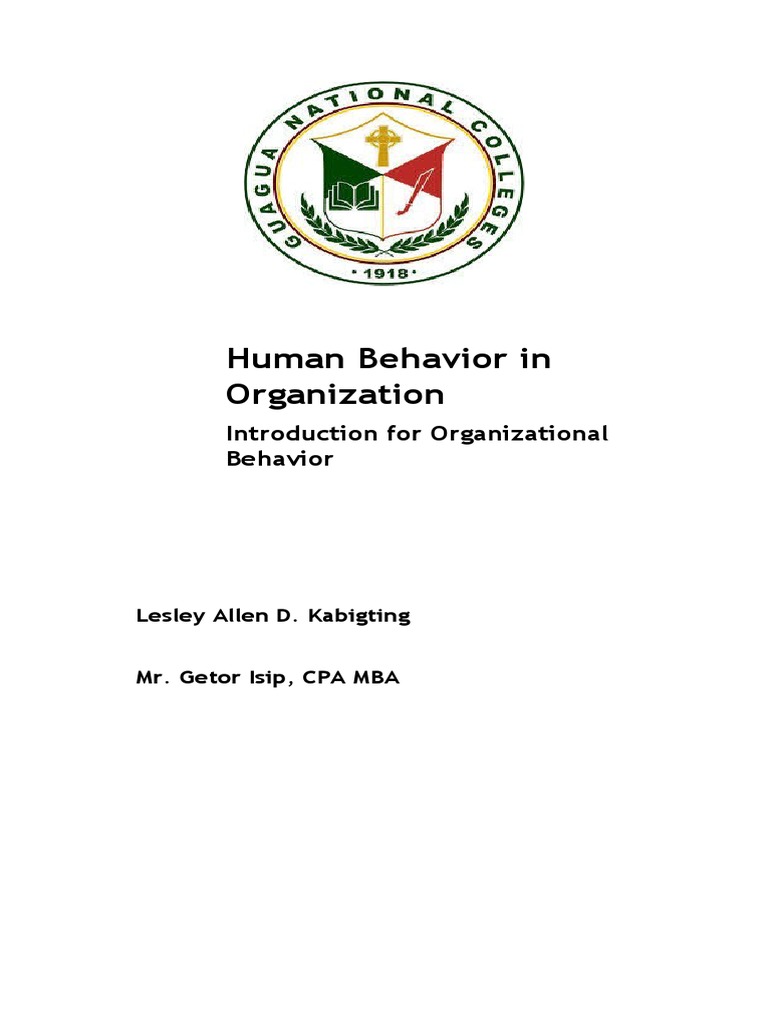 Human Behavior in Organization | PDF | Psychology | Behavior