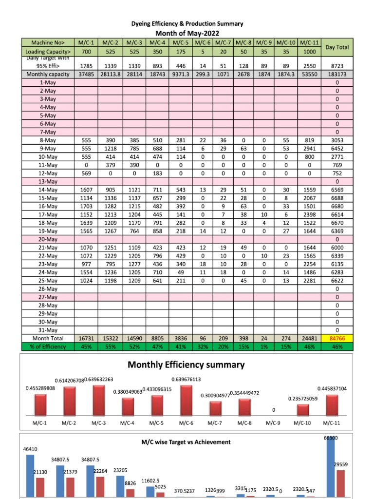 Dyeing Daily Production Summary Report | PDF