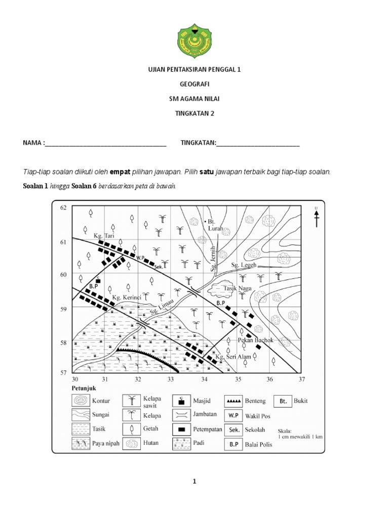 Geo Tingkatan 2 Ujian Pentaksiran Penggal 1 | PDF