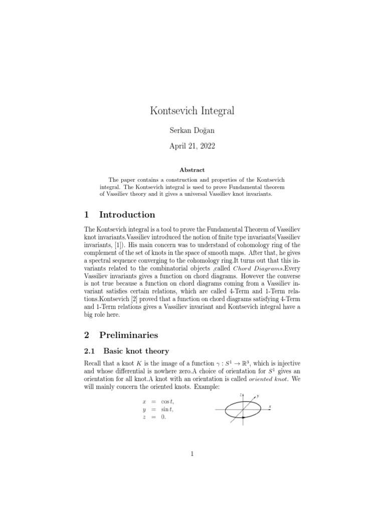 Kontsevich Integral | PDF | Function (Mathematics) | Integral