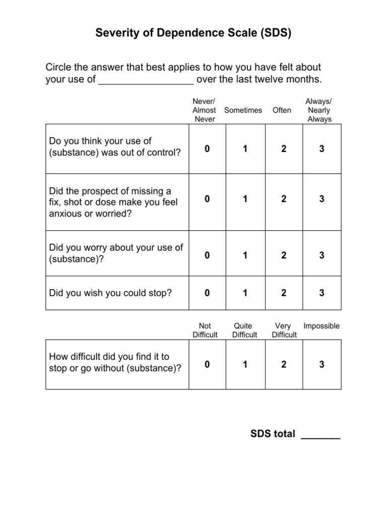 Severity of Dependence Scale | PDF | Substance Abuse | Substance Dependence