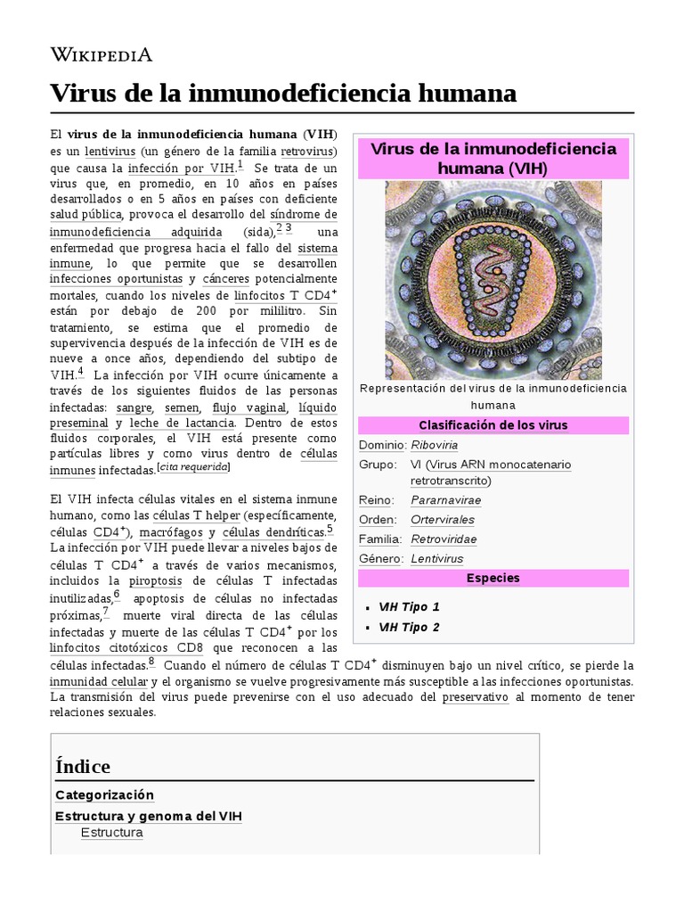 Virus de La Inmunodeficiencia Humana | PDF | VIH | Retrovirus