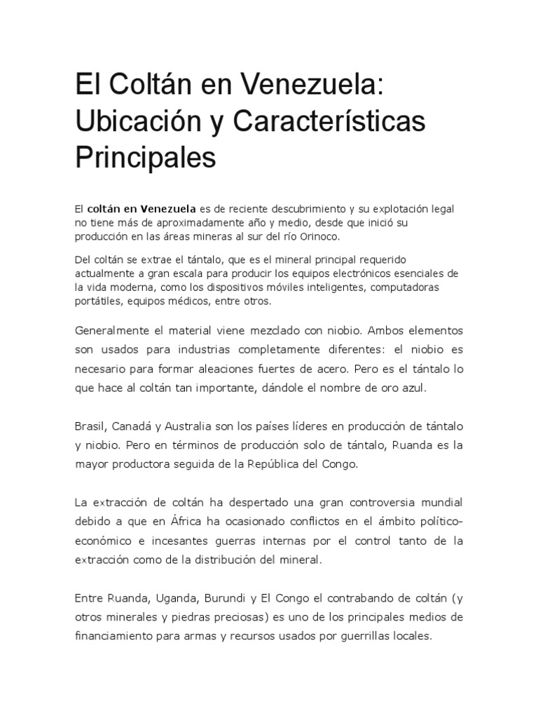 El Coltán en Venezuela | PDF | Venezuela | Minería