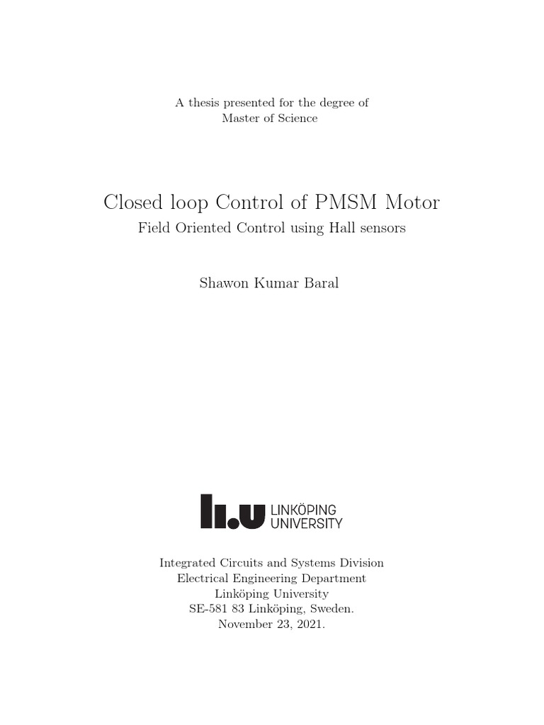 PMSM Motor Control Thesis | PDF | Electric Motor | Inductor