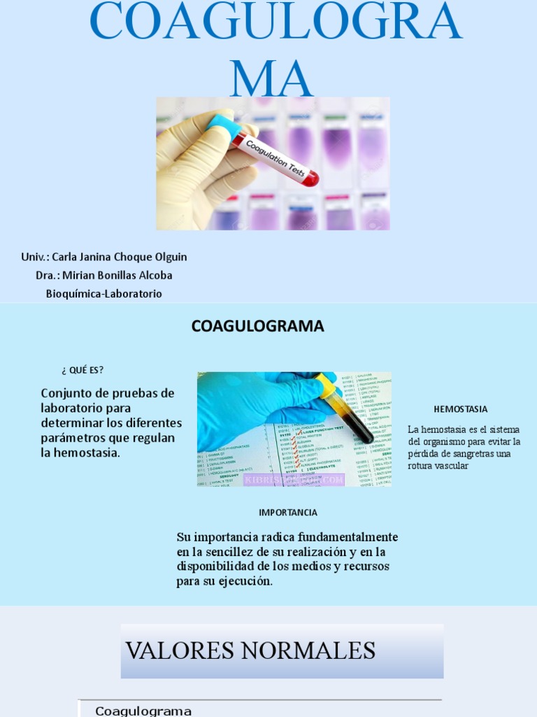 COAGULOGRAMA | PDF | Pruebas medicas | Hematología