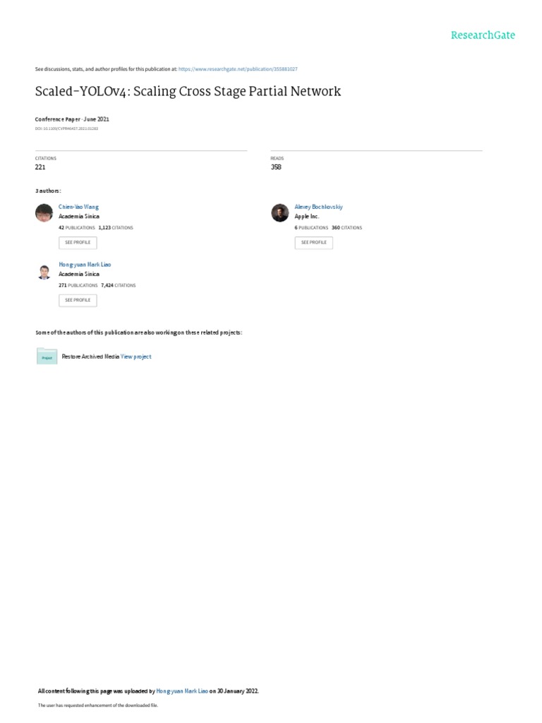 Scaled-Yolov4: Scaling Cross Stage Partial Network: June 2021 | PDF | Computing | Computer Science