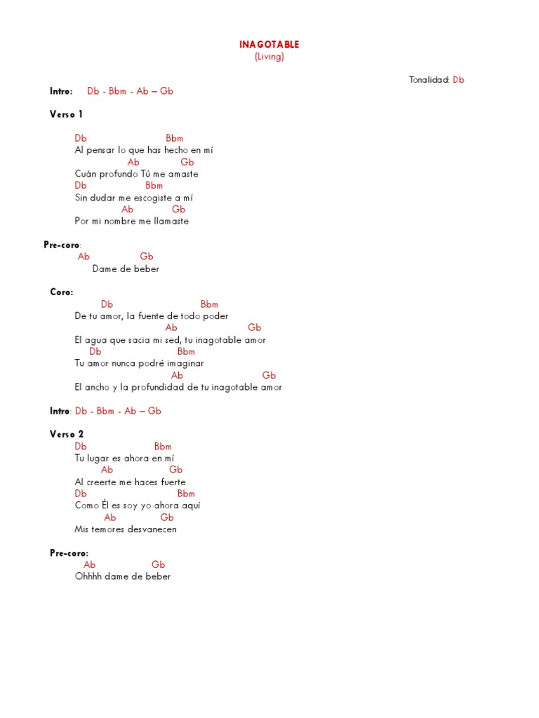 INAGOTABLE Acordes y Letra | PDF