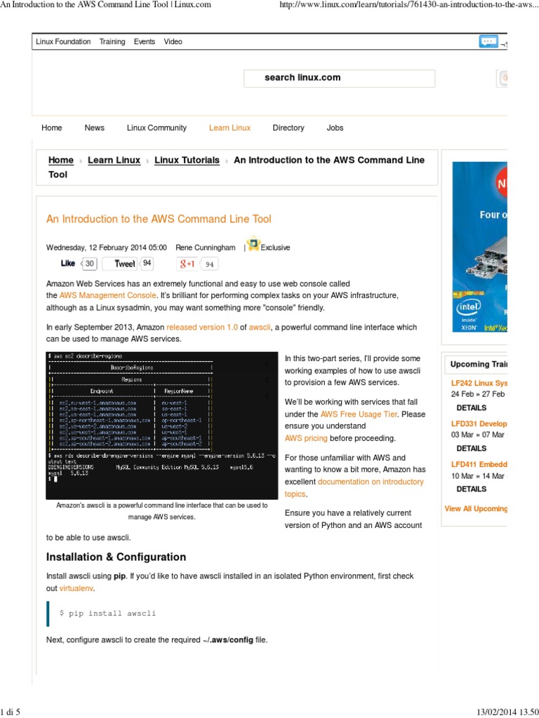 An Introduction To The AWS Command Line Tool - Linux | PDF | Computing ...