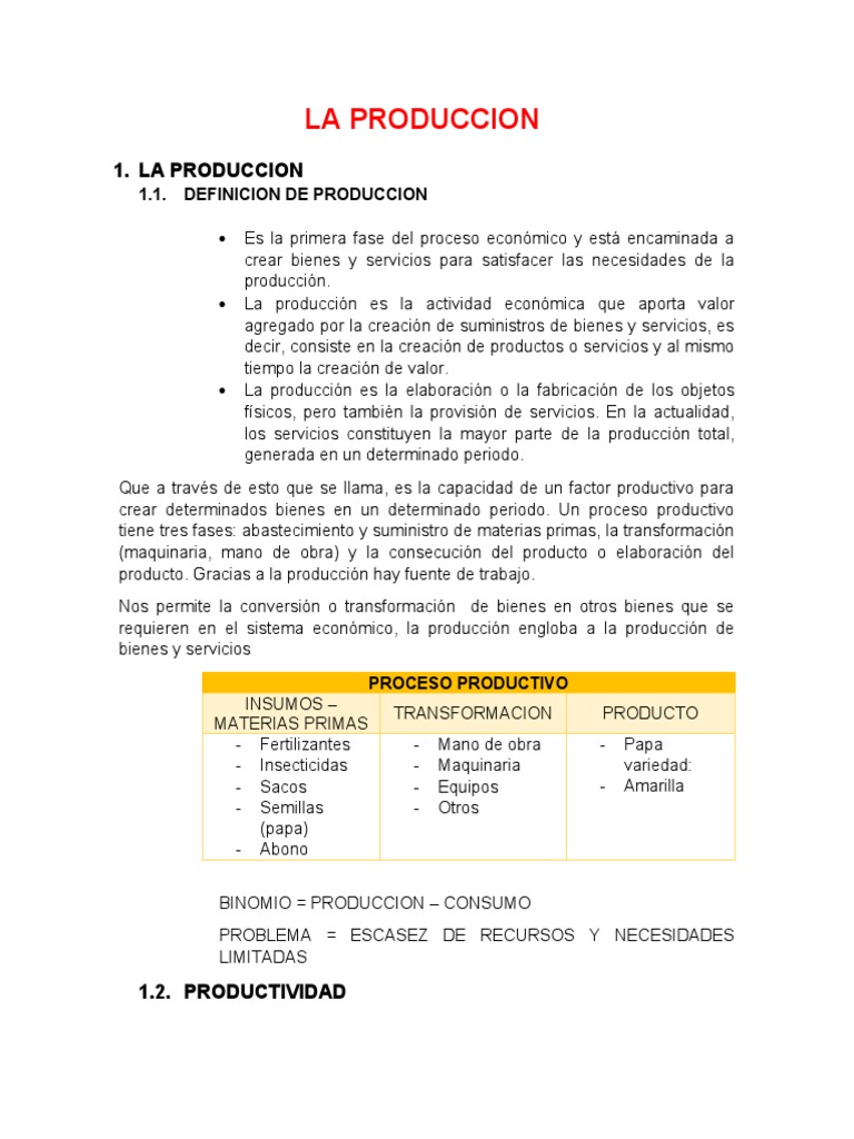 Definición y Proceso de Producción Económica | PDF | Business | Economias