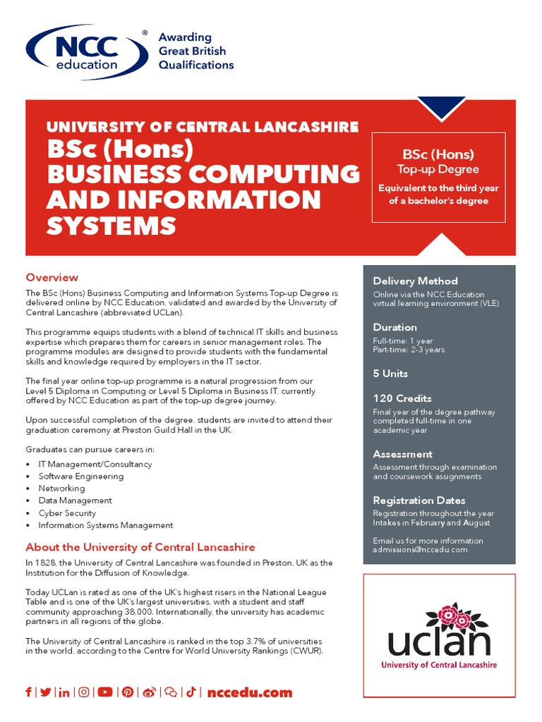 Nccedu Bcis Top Up Uclan Programme Sheet Sep 2020 | PDF | Diploma ...