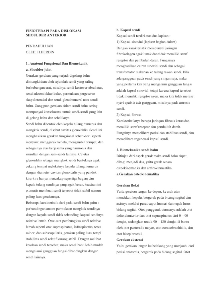 Fisioterapi Pada Dislokasi Shoulder | PDF | Sains & Matematika