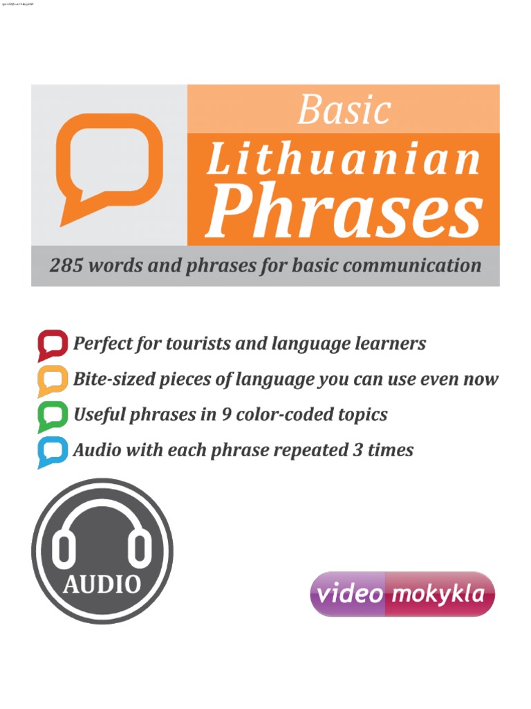 Basic Lithuanian Phrases | PDF | Cognitive Science | Linguistics